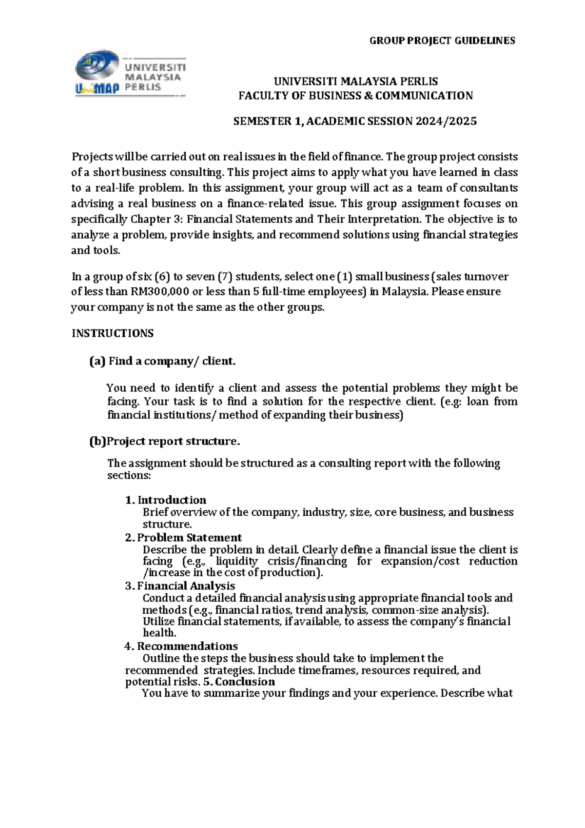 Group Project Outline - rubric - GROUP PROJECT GUIDELINES UNIVERSITI ...