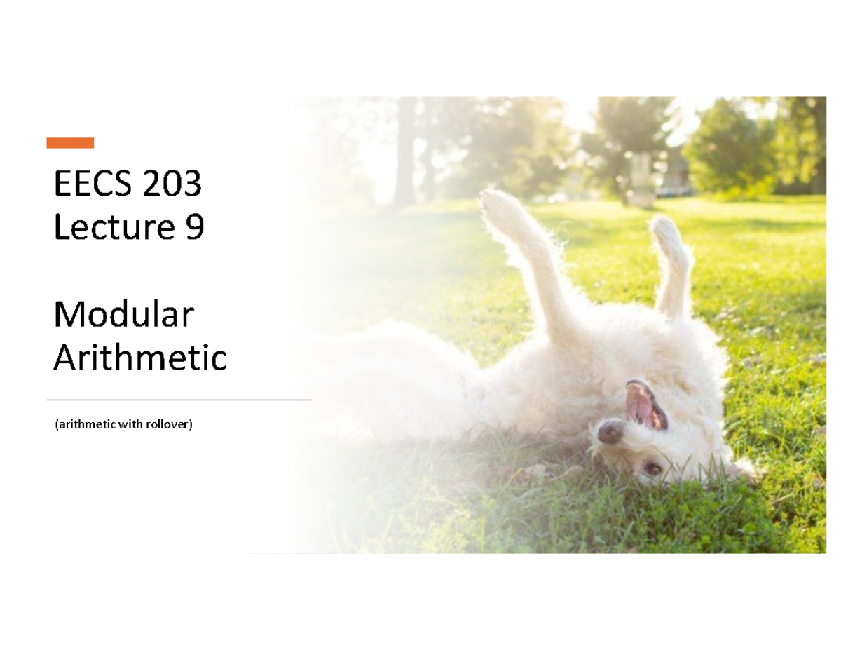 EECS 203 Lecture 9: Understanding Modular Arithmetic Concepts - Studocu