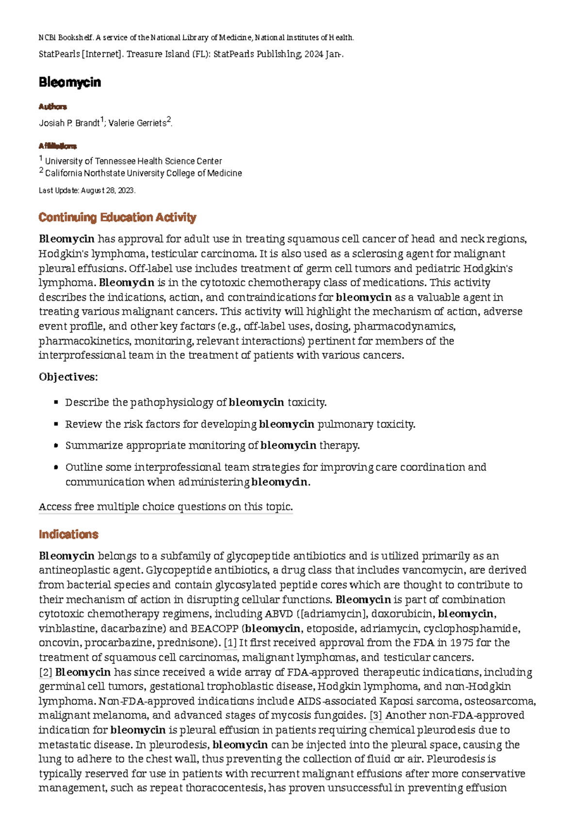 Bleomycin: Antineoplastic Drug Overview and Clinical Applications - Studocu