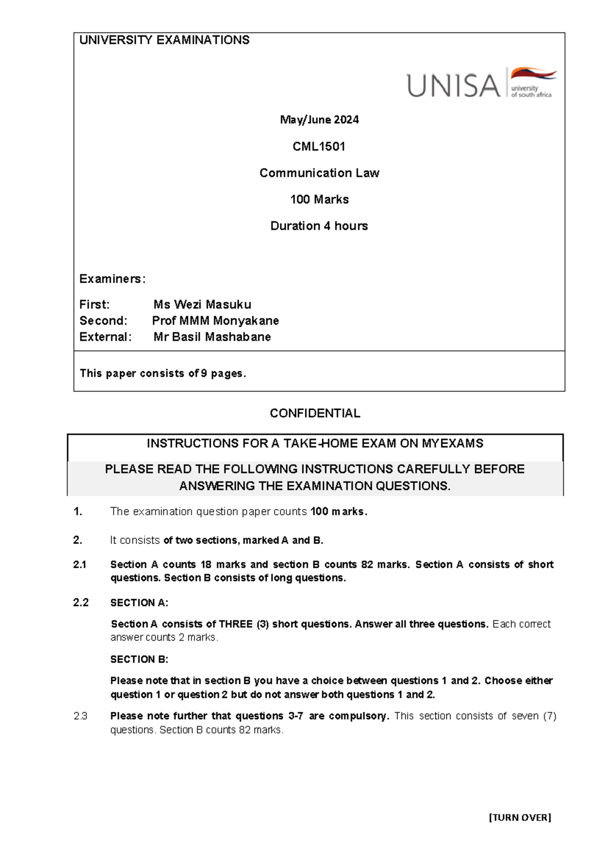 CML1501 May 2024 - Take-Home Portfolio Exam Instructions and Guidelines ...