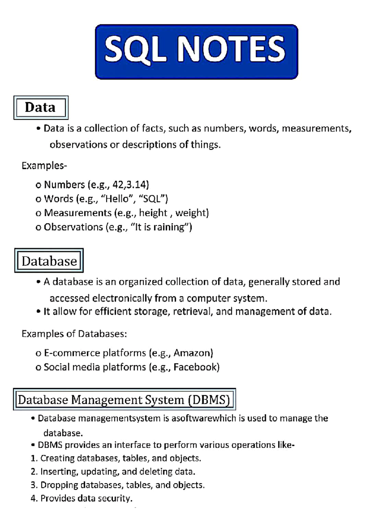 SQL Notes for Database Management (Course Code: 260118) - Studocu