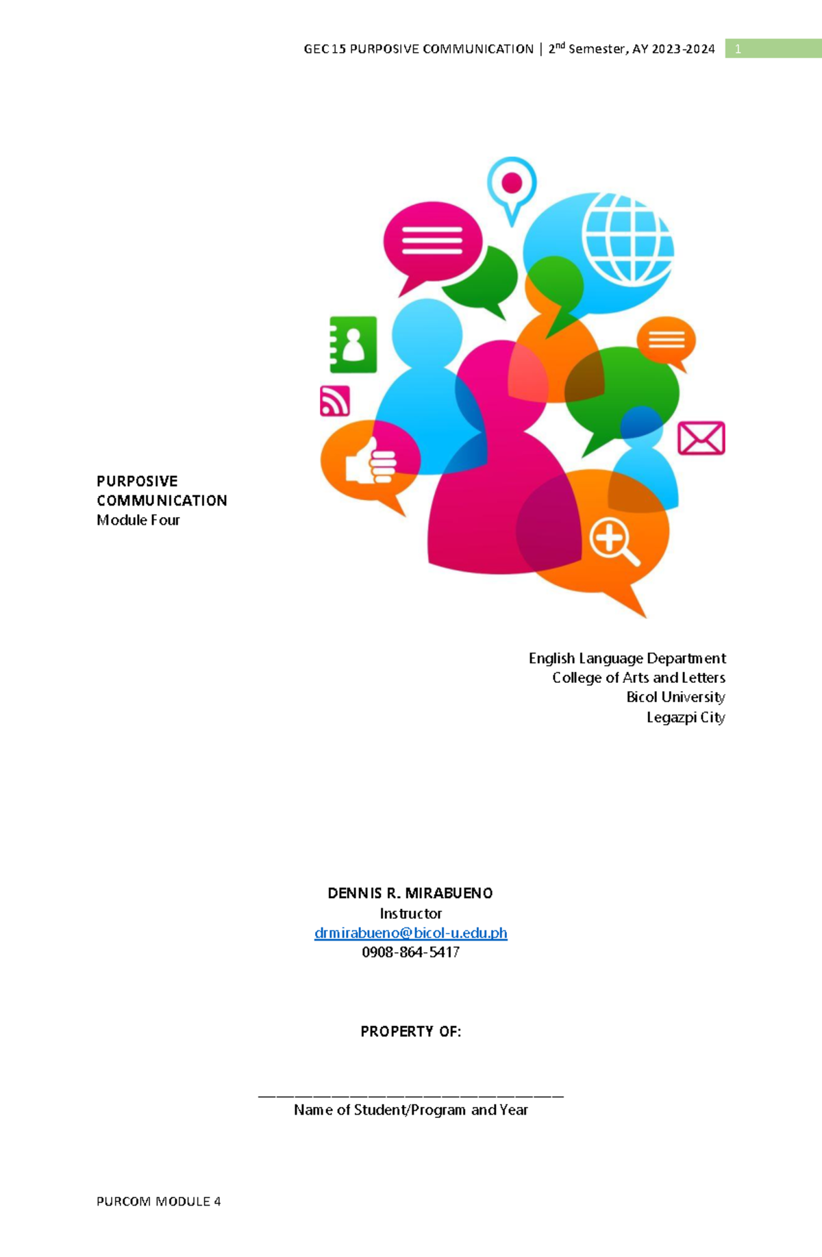 GEC 15 PURPOSIVE COMMUNICATION: Module 4 - Evaluating Messages - Studocu