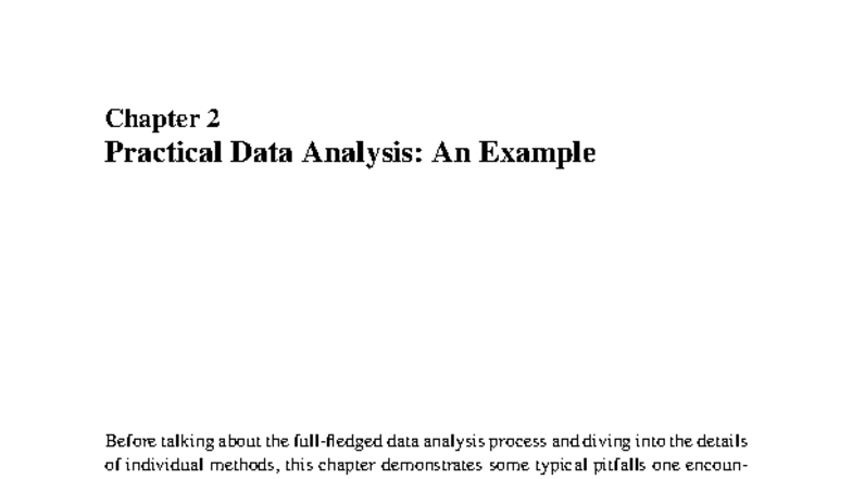 Chapter 2: Practical Data Analysis Pitfalls and Insights (CS101) - Studocu