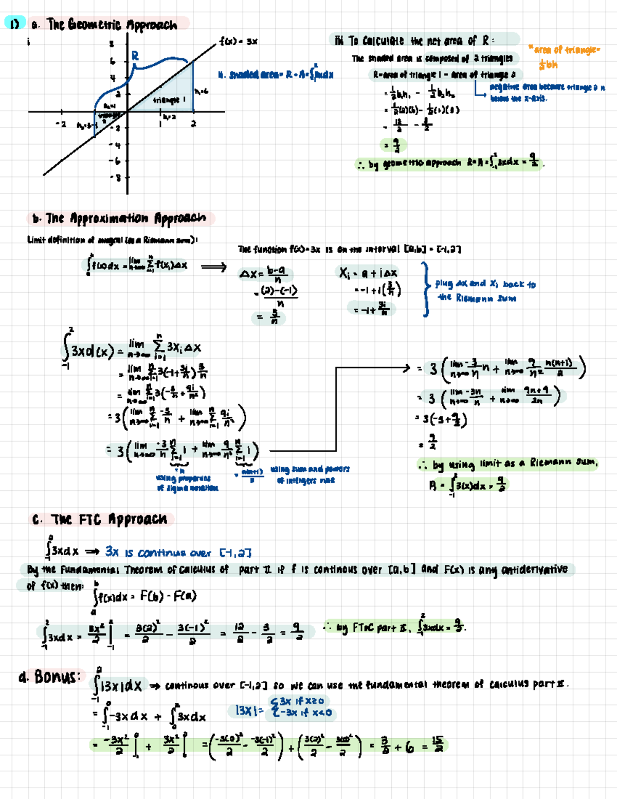 Calculus Assignment 4: Geometric and Riemann Sum Approaches - Studocu