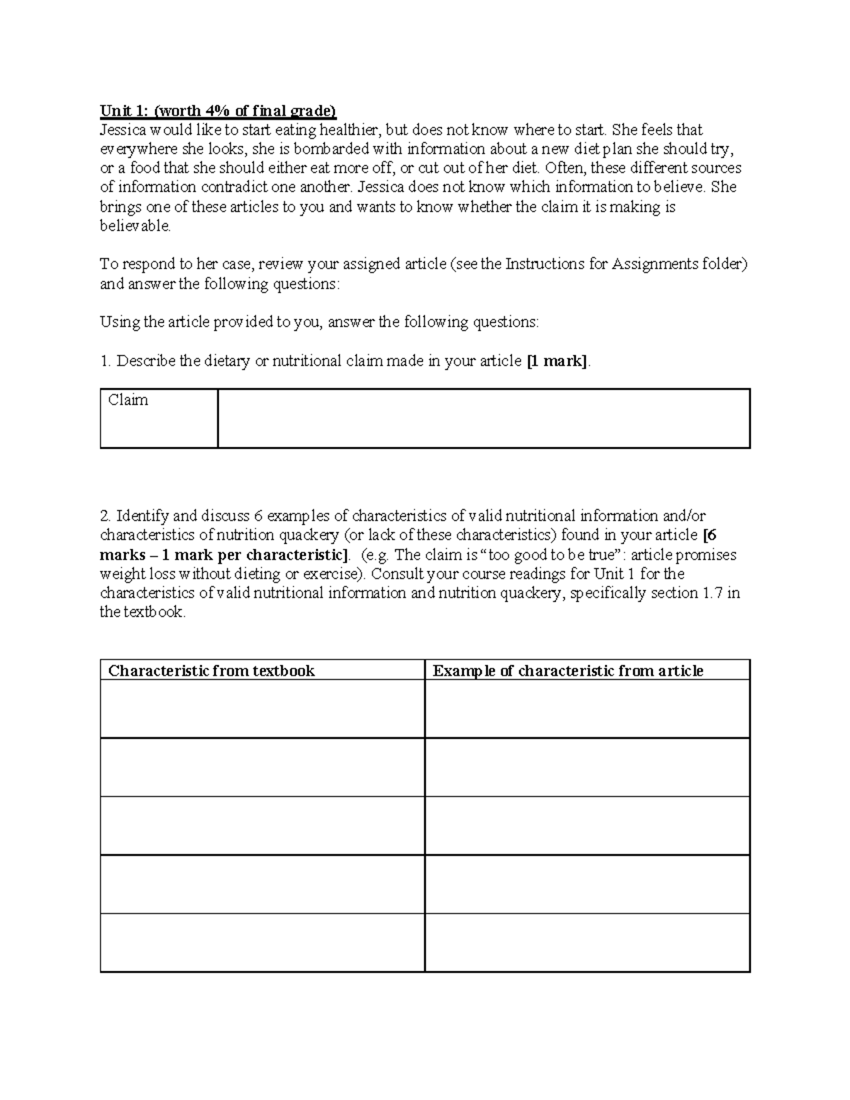 Case Study 1: Evaluating Nutritional Claims for Final Grade - Studocu