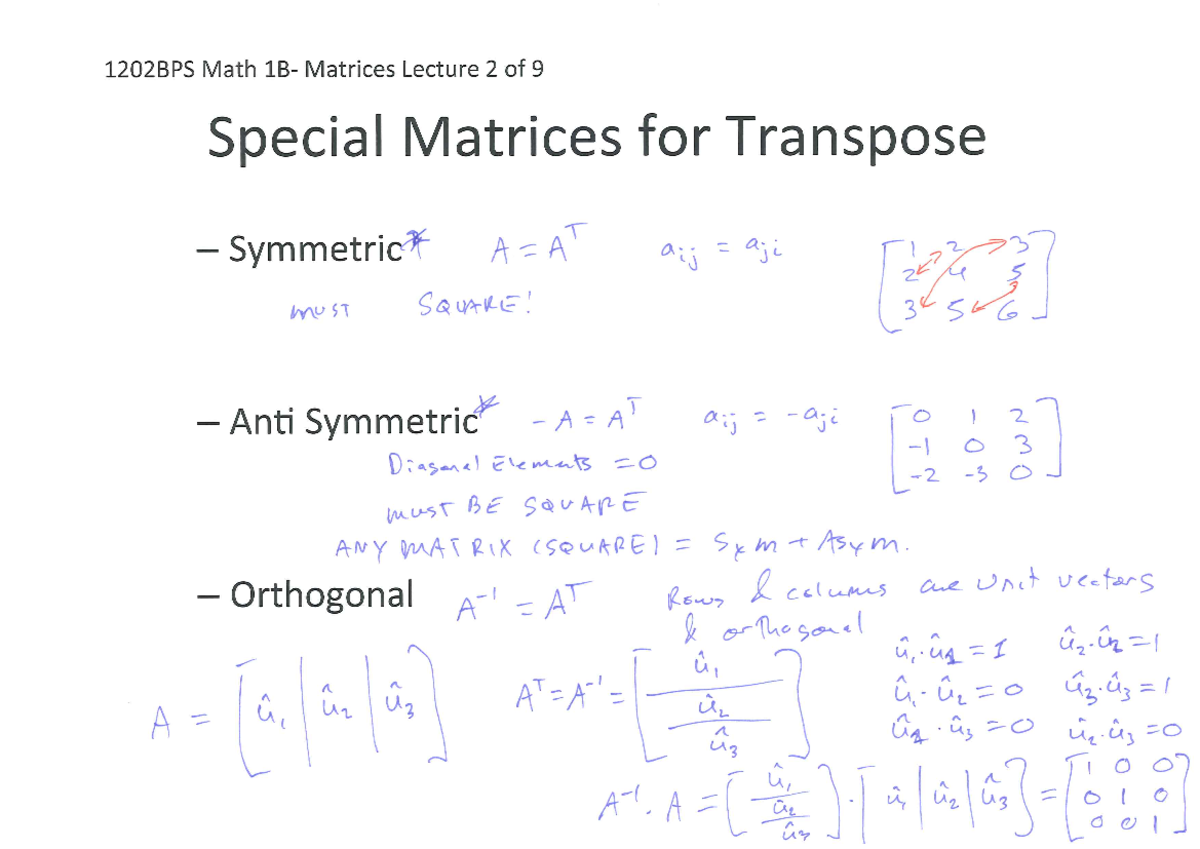 Lecture notes, lecture 4 - Special matrices for transpose - 1012SCG ...