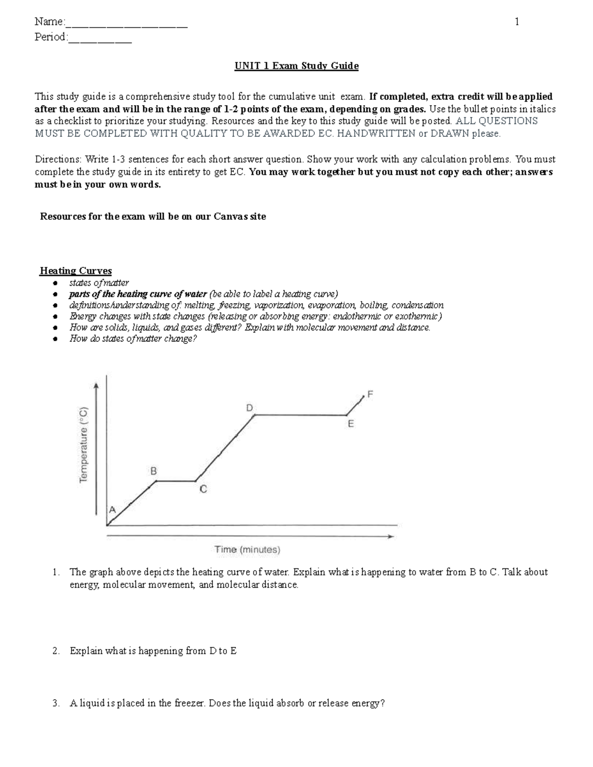 Unit 1 Exam Study Guide - Concepts of Matter & Change - Studocu