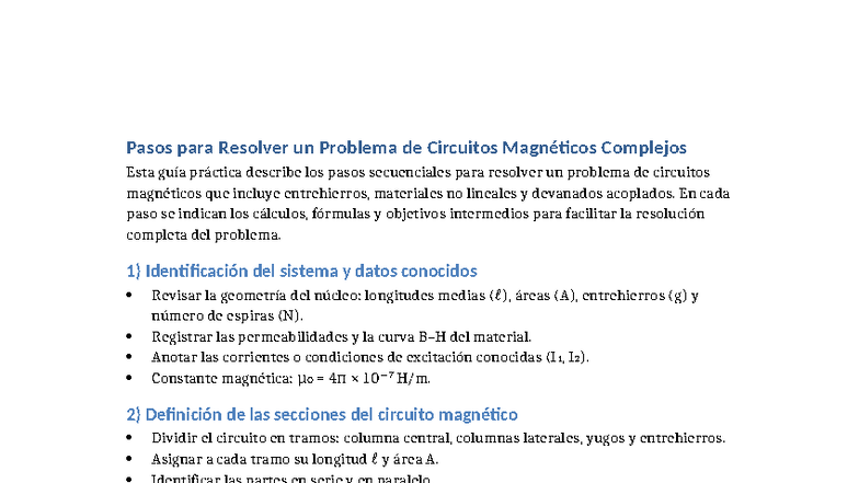 Guía Práctica: Pasos para Resolver Circuitos Magnéticos Complejos - Studocu