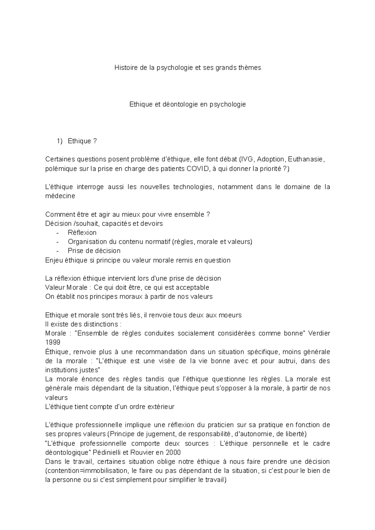 Cours histoire de la psychologie et ses grands thèmes - Histoire de la ...