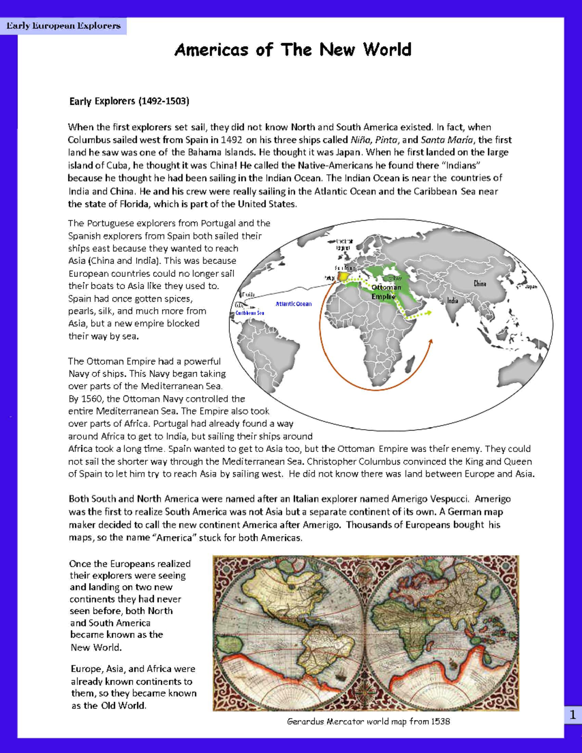 Early European Explorers 14921503-1 - Early European Explorers Americas ...