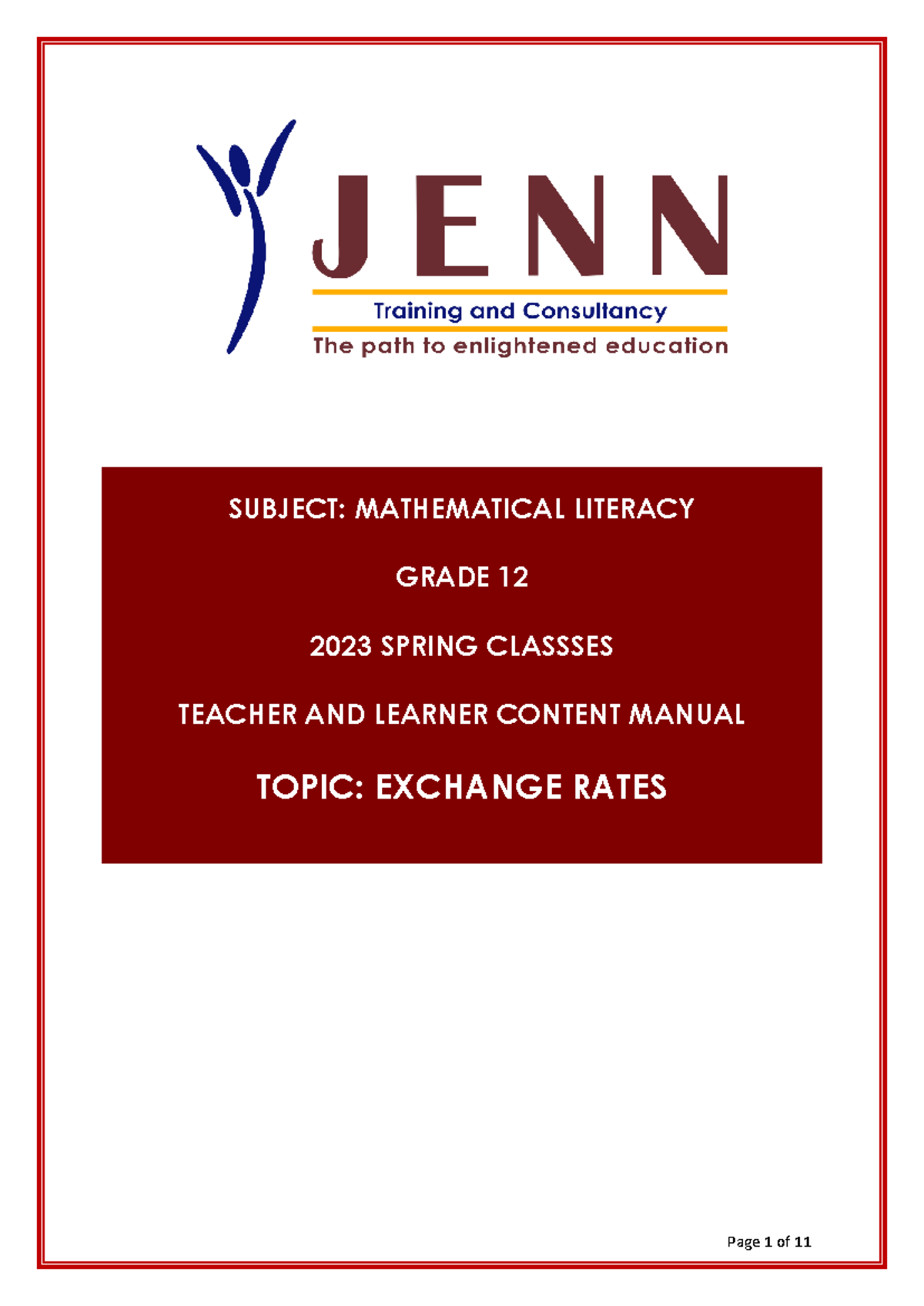 Maths Lit 12 Spring Exchange Rates Study Guide 2023 - Studocu
