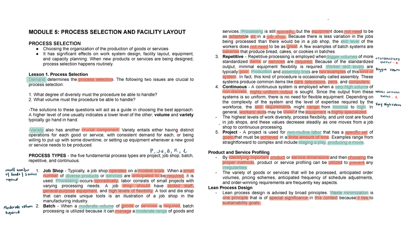 Module 5: Process Selection & Facility Layout Overview - Studocu