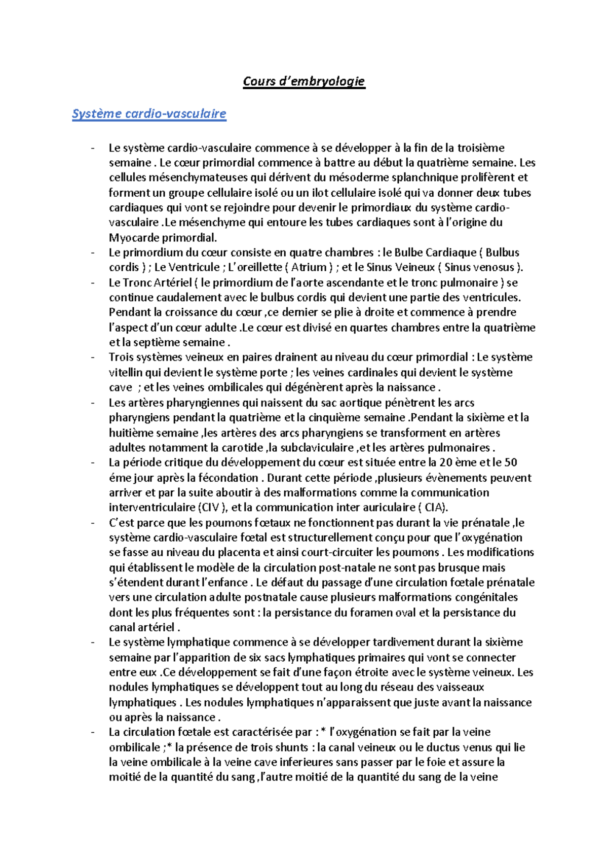 Embryologie Cardiaque 2022 : Développement du Système Circulatoire ...