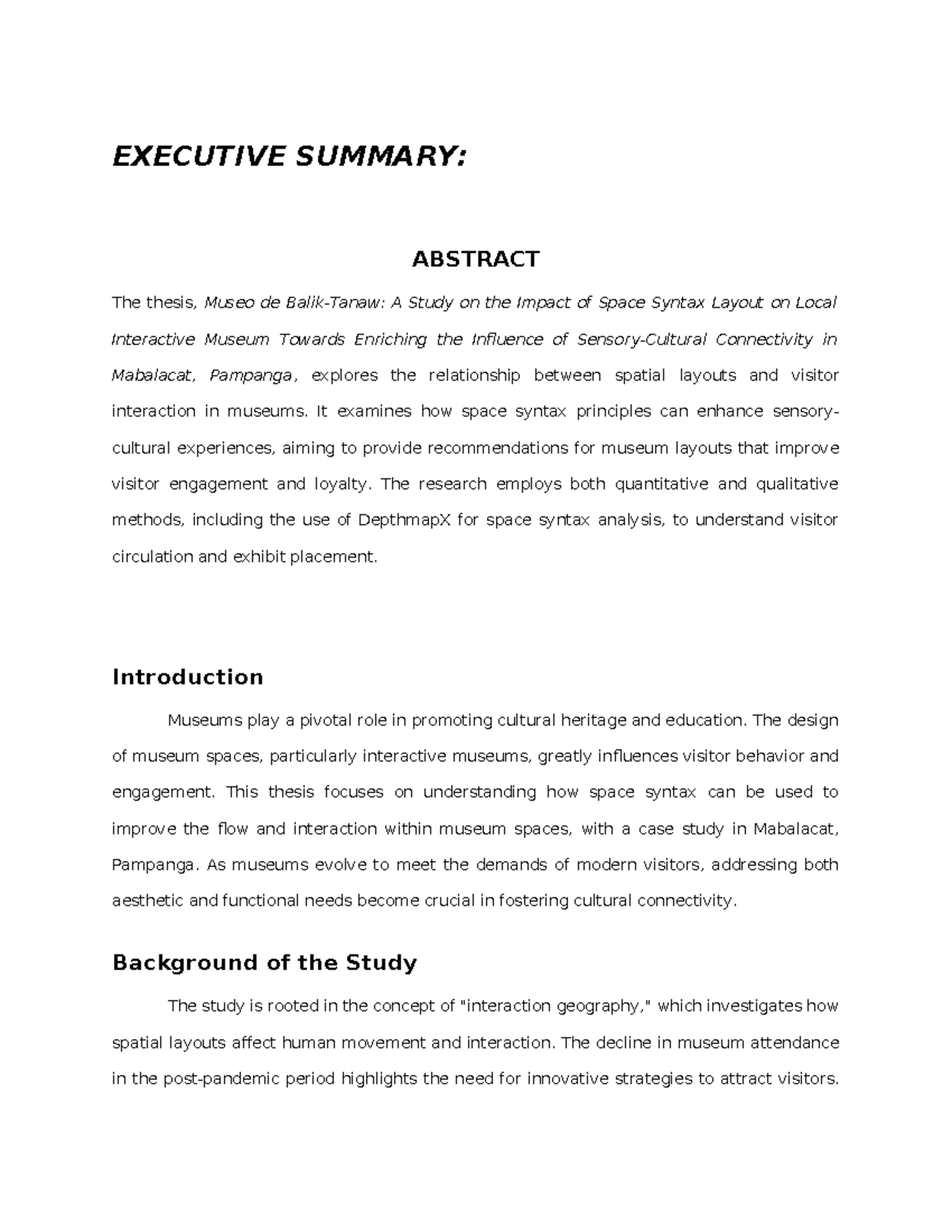 Museum Structural - EXECUTIVE SUMMARY: ABSTRACT The thesis, Museo de ...