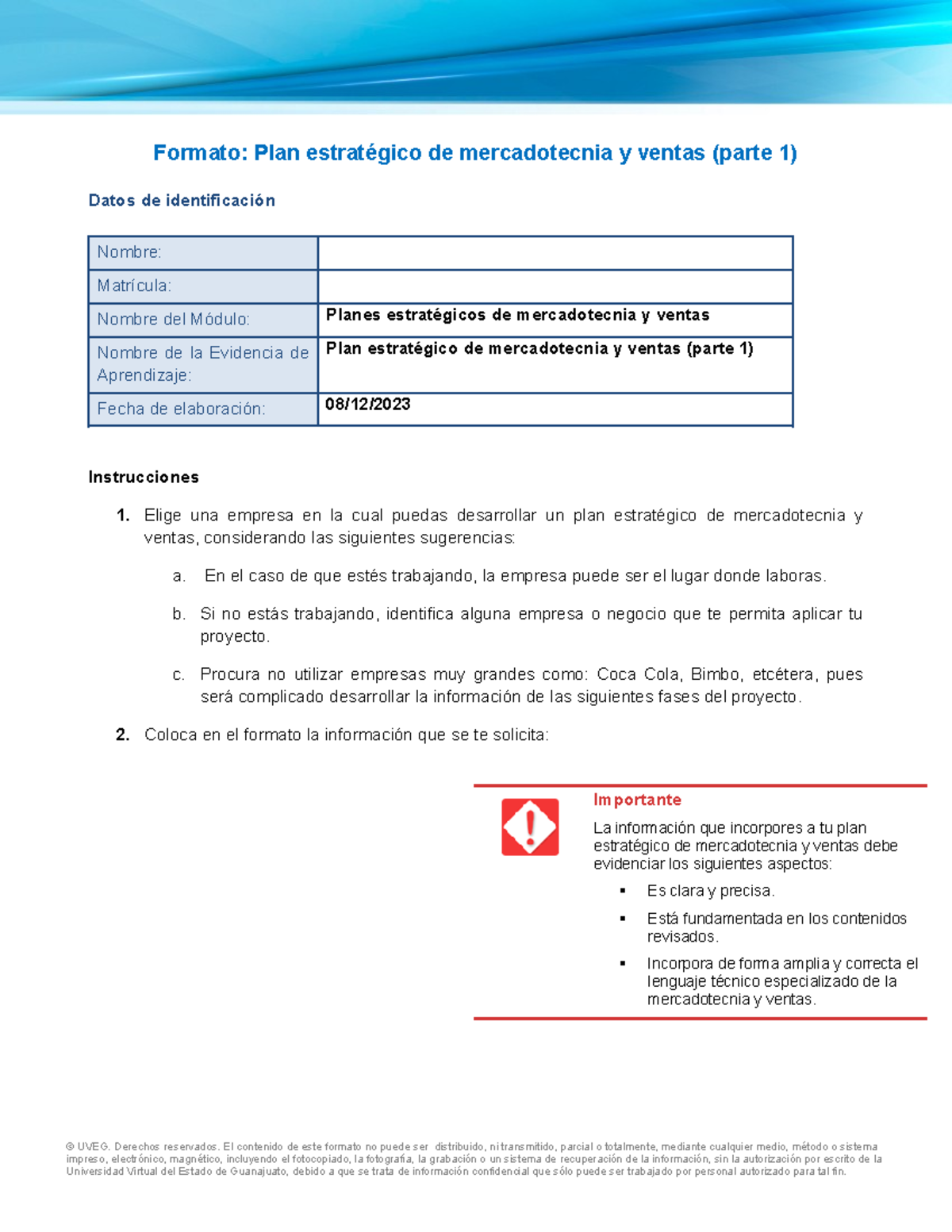 PEMy 2023: Plan Estratégico de Mercadotecnia y Ventas (Parte 1) - Studocu