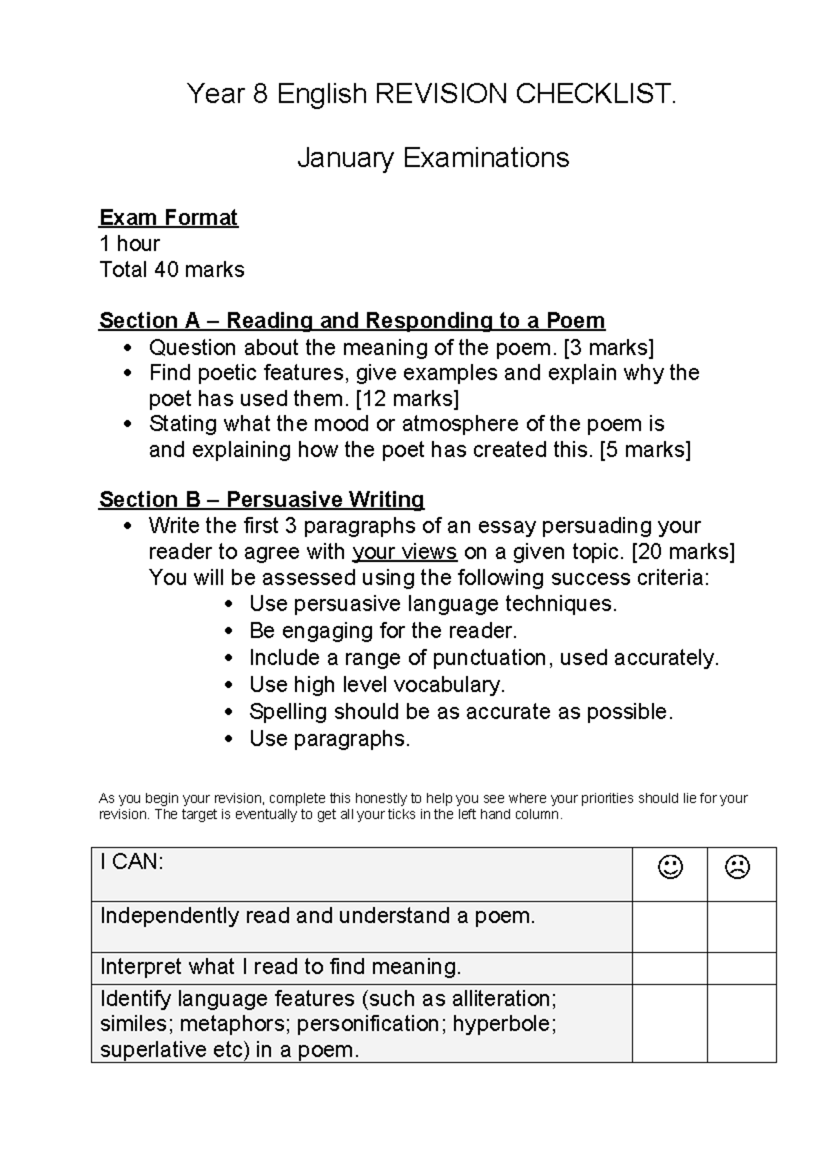Year-8-english-revision-checklist-january-2024 word - Year 8 English ...