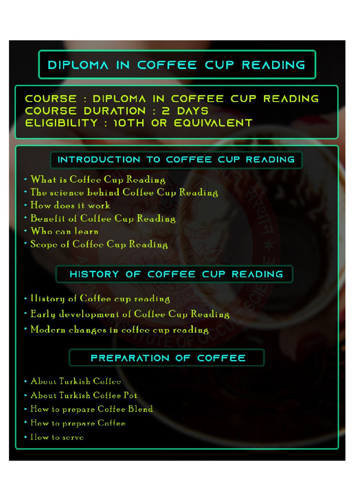 Coffee-Cup-Syllabus - Coffee cup - DIPLOMA IN COFFEE CUP READING COURSE ...