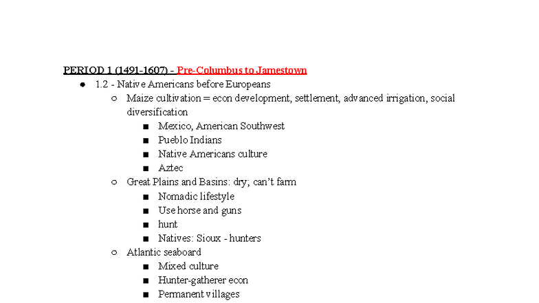 APUSH Complete Notes: Periods 1-9 Overview Based on CED - Studocu