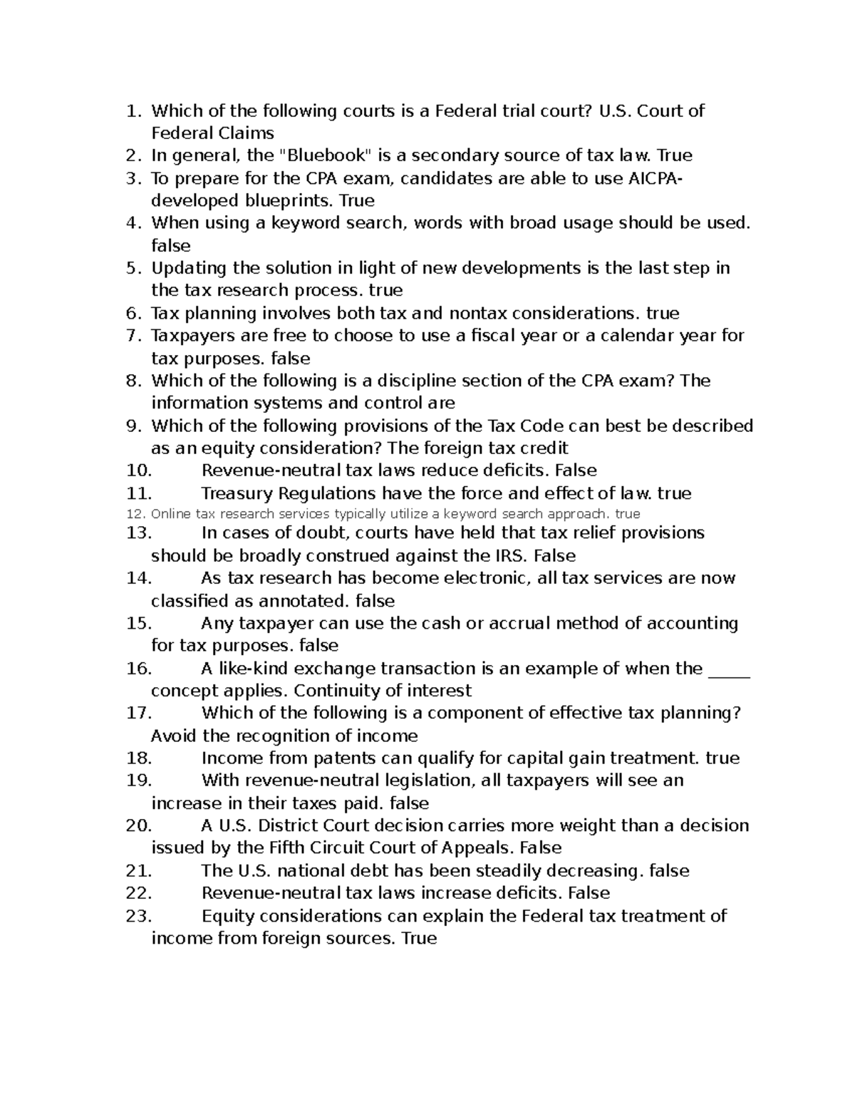 408 Quiz Review: Key Concepts in Tax Law and CPA Exam Preparation - Studocu