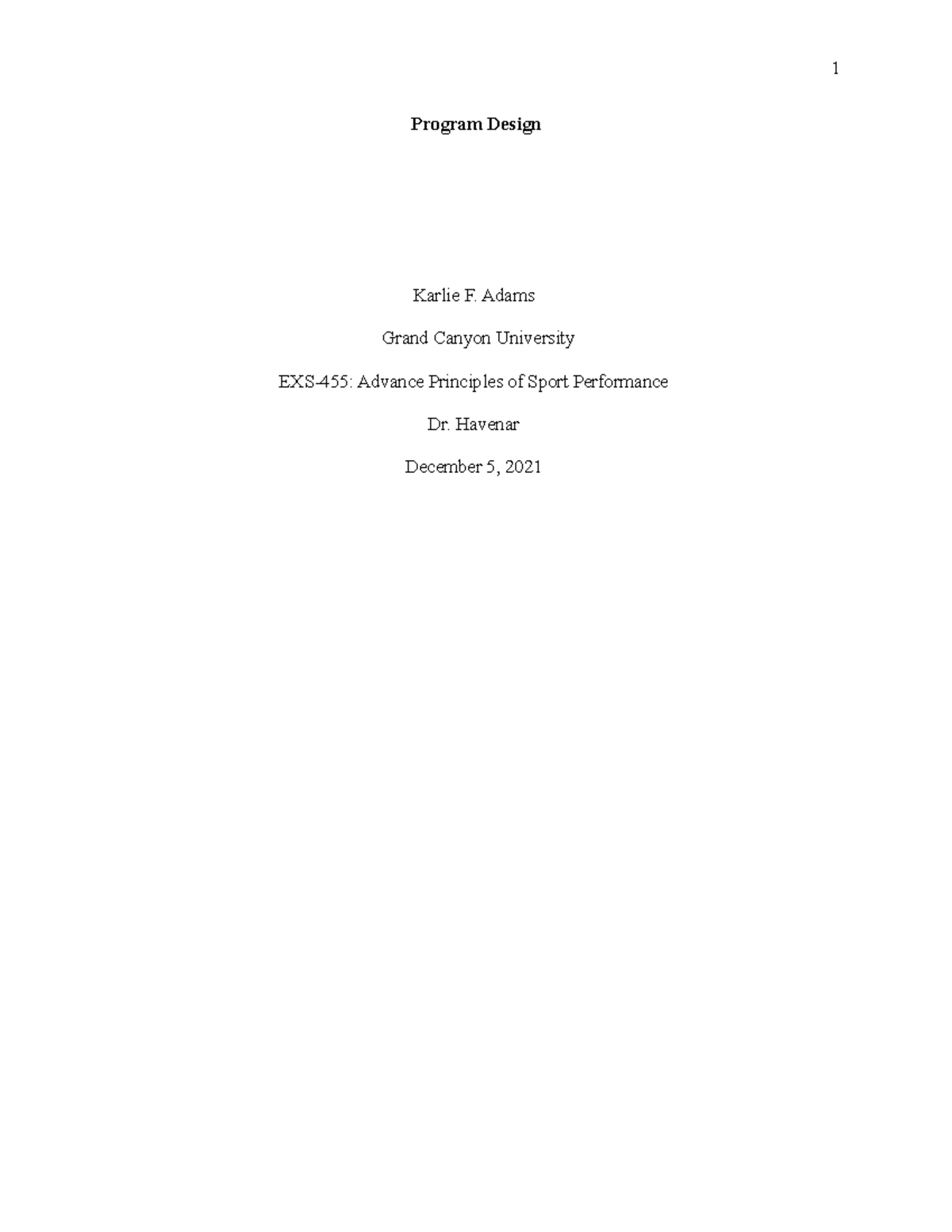 EXS-455: Program Design Rationale for Speed Performance Training - Studocu