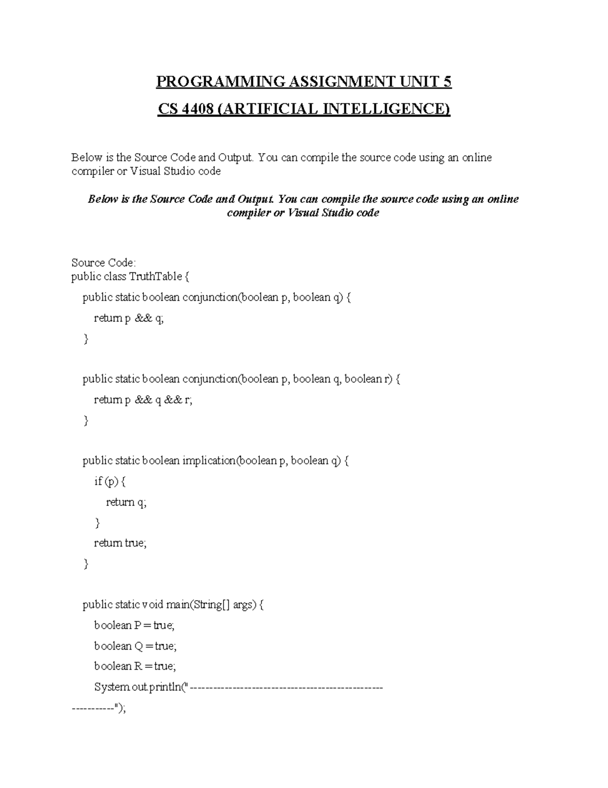 Programming Assignment Unit 5: CS 4408 AI Source Code & Output - Studocu