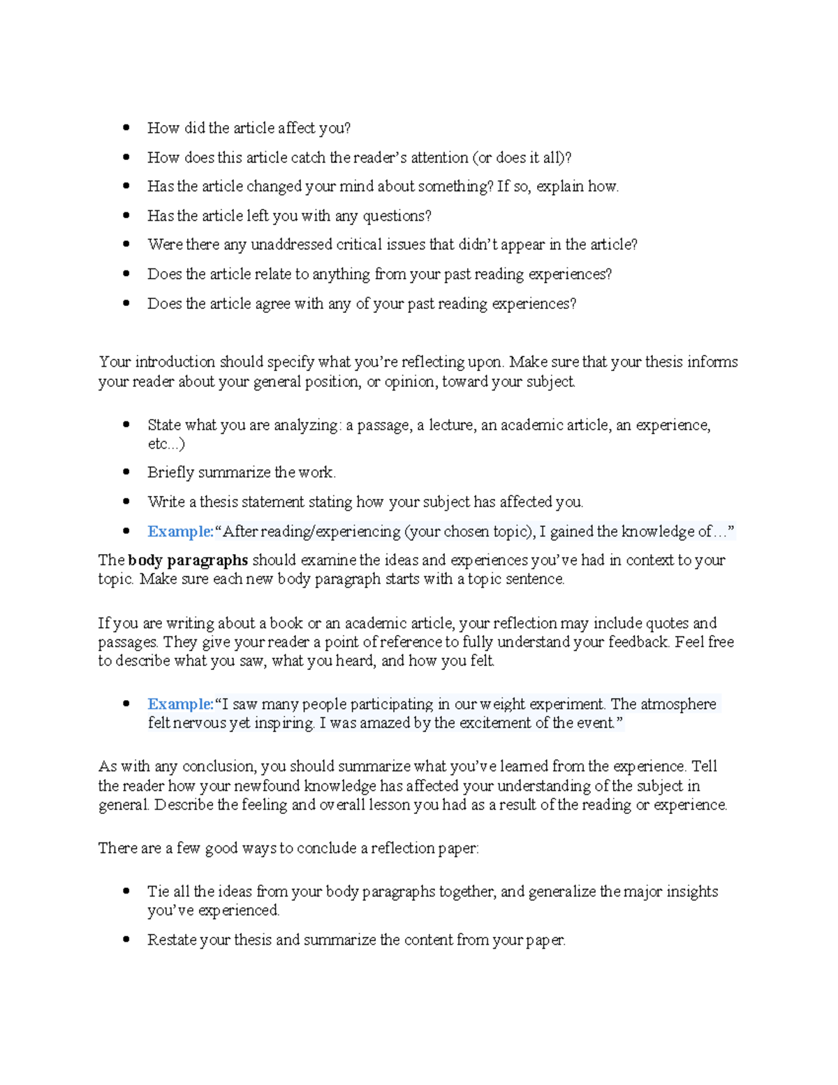 Reflection Paper Guide: Analyzing Personal Insights and Learnings - Studocu