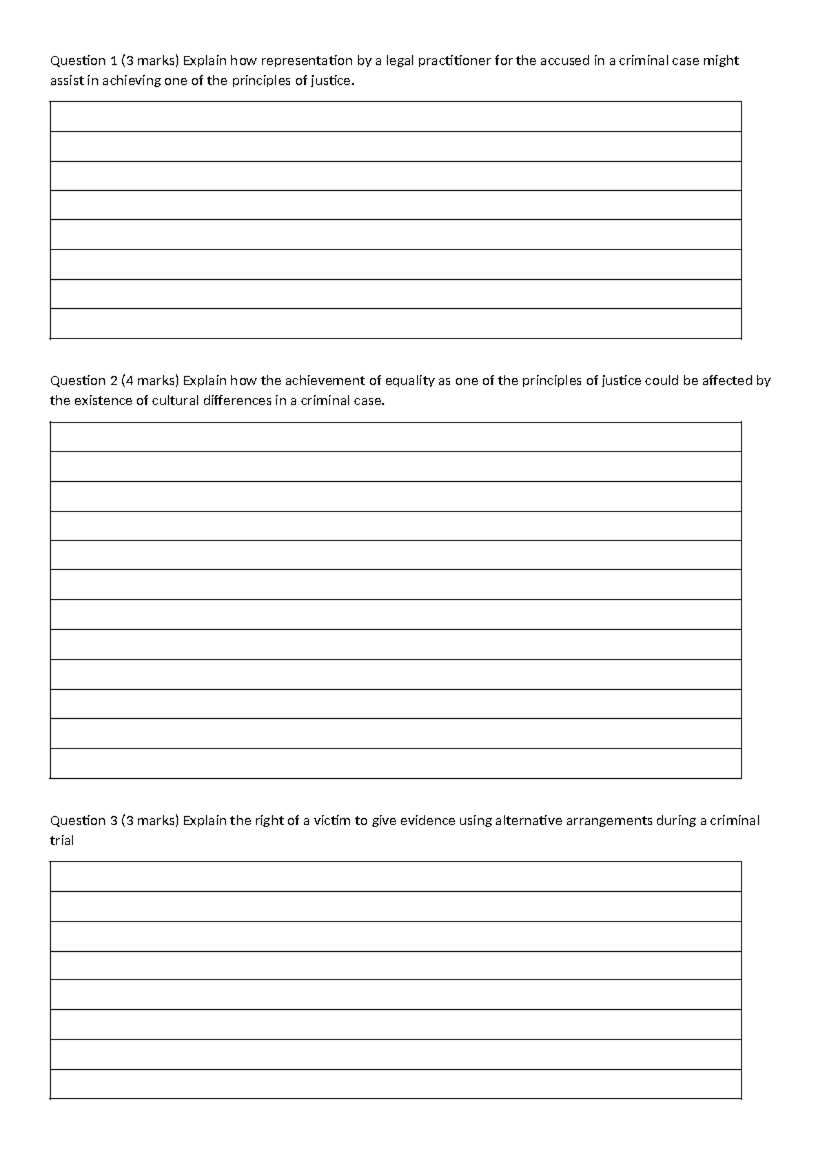 Legal Practice SAC Unit 4 AOS1: Criminal Law Exam Questions - Studocu