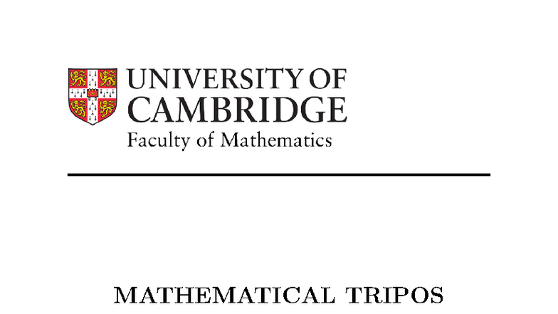 Mathematical Tripos Part IB Course Guide and Learning Outcomes - Studocu