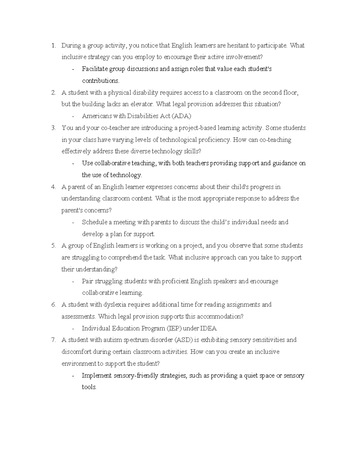 D096 Extra Practice for Unit 2 & Unit 3 - During a group activity, you notice that English ...