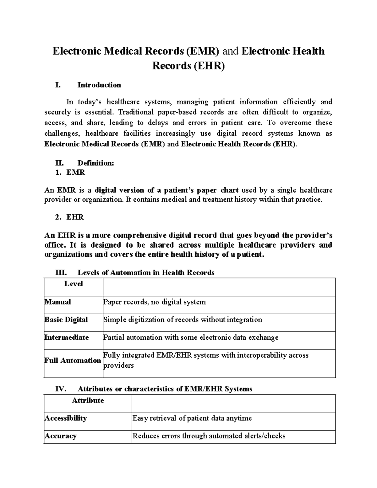 EMR & EHR Overview: Key Features & Nurse Documentation Guide - Studocu