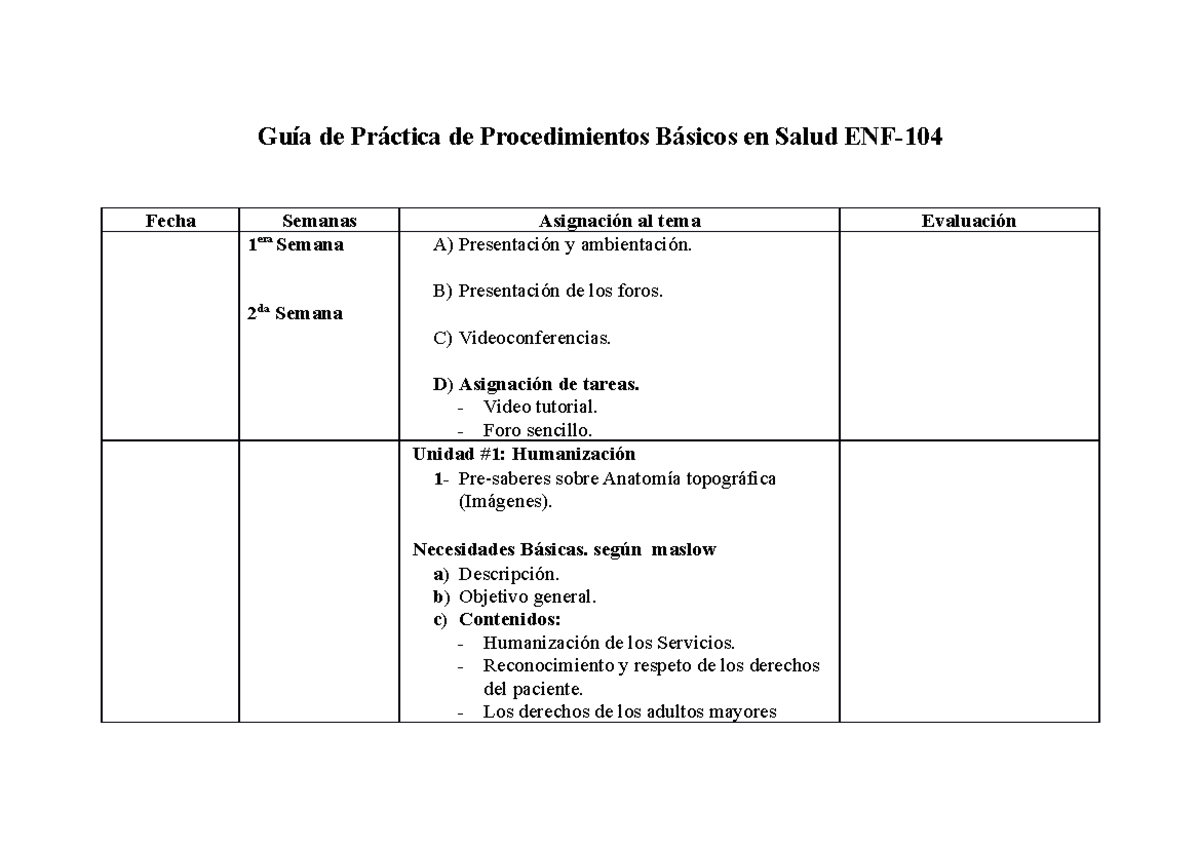 Guía de Práctica de Procedimientos Básicos en Salud ENF-104 - Guía de Práctica de Procedimientos ...