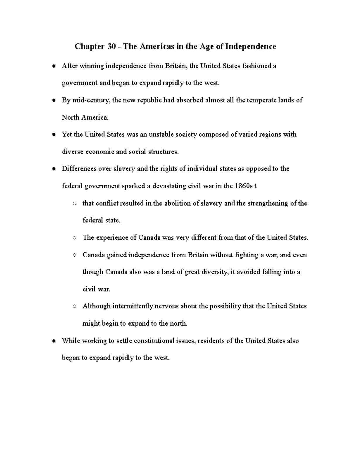 CH 30 Notes: The Americas' Journey Through Independence & Conflict ...