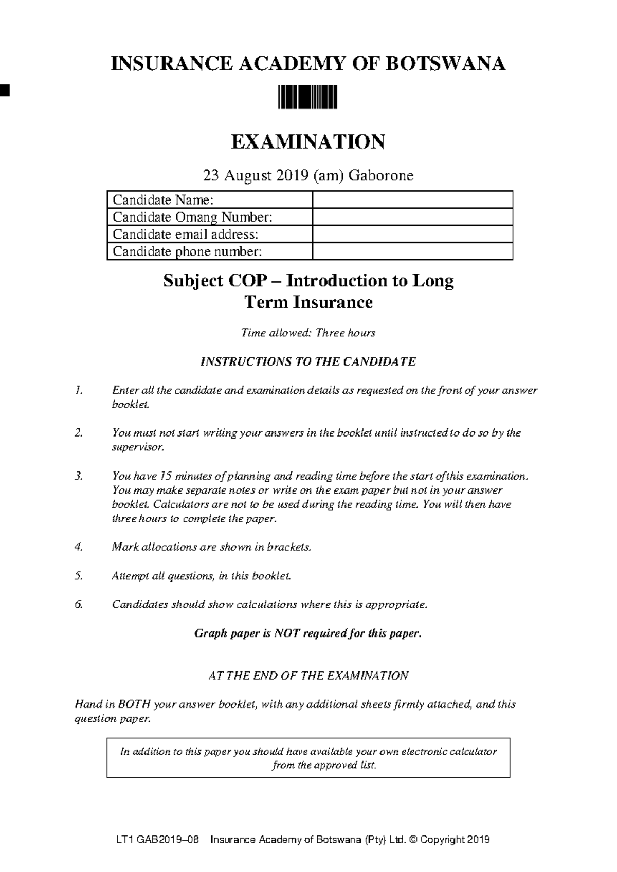 LTI COP 2019 Final Exam Guidelines and Question Paper - Studocu