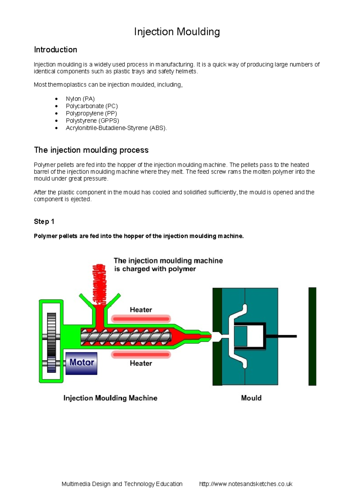 Injection Moulding Overview - Multimedia Design & Tech Ed - Studocu