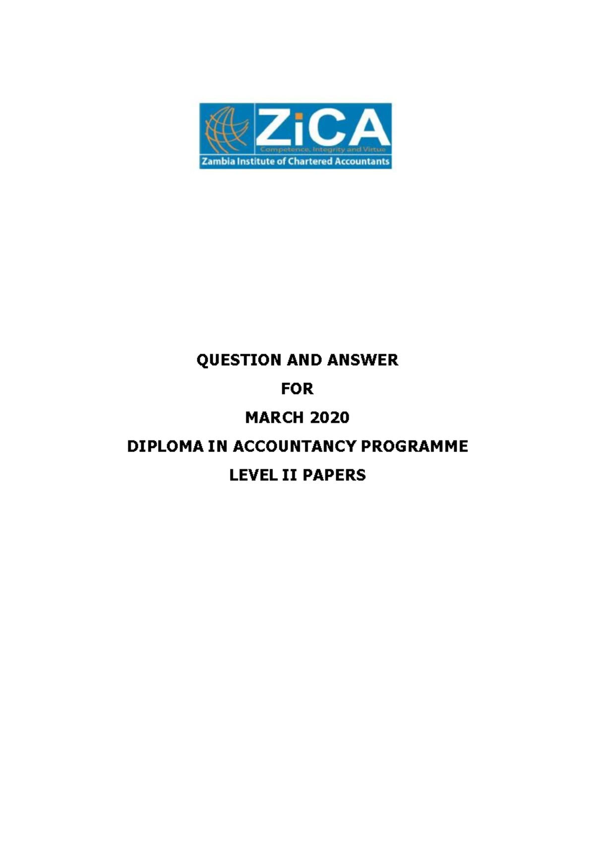 March 2020 Diploma IN Accountancy Programme Question AND Answer ...