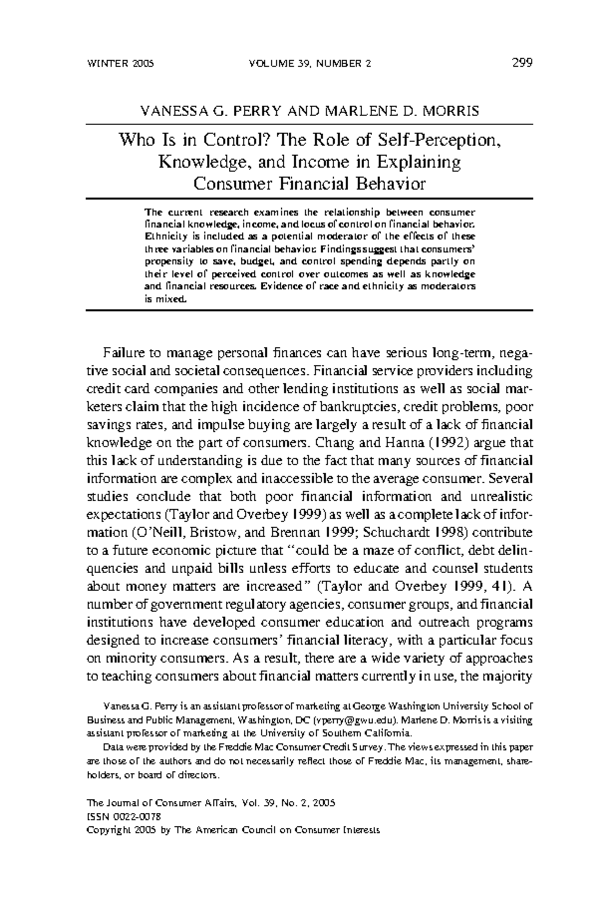 TCCNUD: The Impact of Knowledge and Income on Consumer Financial ...