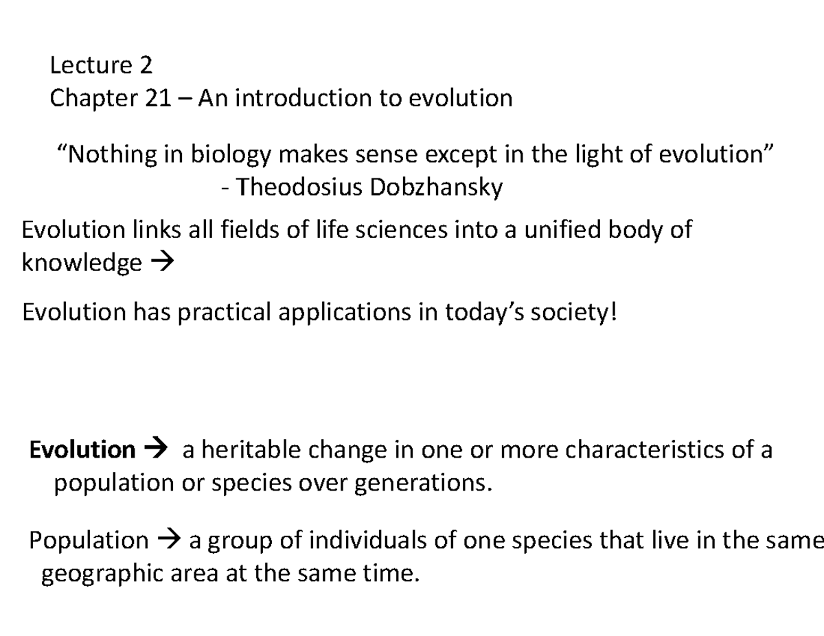 Lecture 2: Chapter 21 - Understanding Evolutionary Principles - Studocu