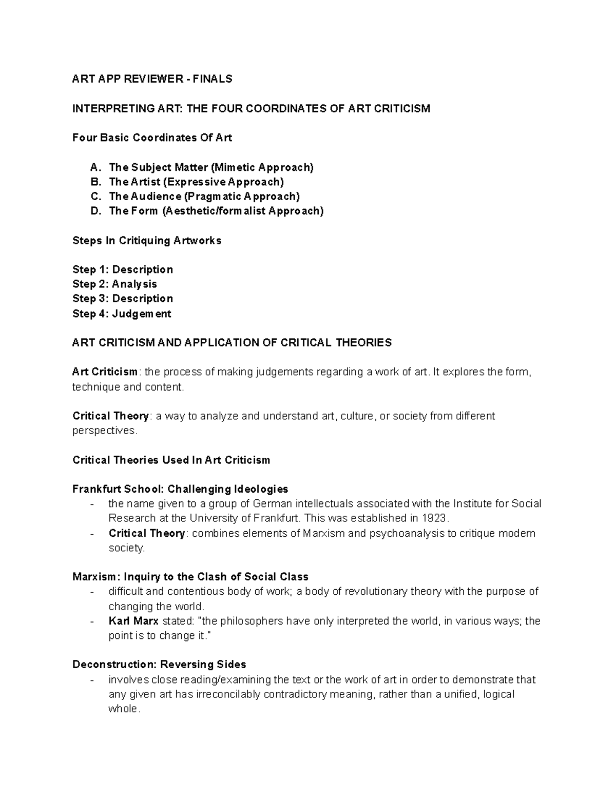 ART APP Reviewer - Finals-1 - ART APP REVIEWER - FINALS INTERPRETING ...