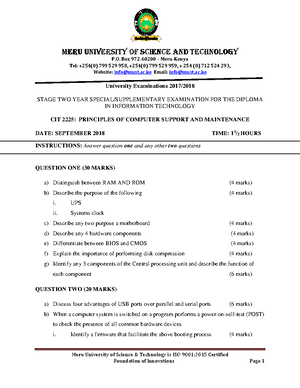 DIT 0205 Principles OF Computer Support AND Maintenance - W1-2-60-1 ...