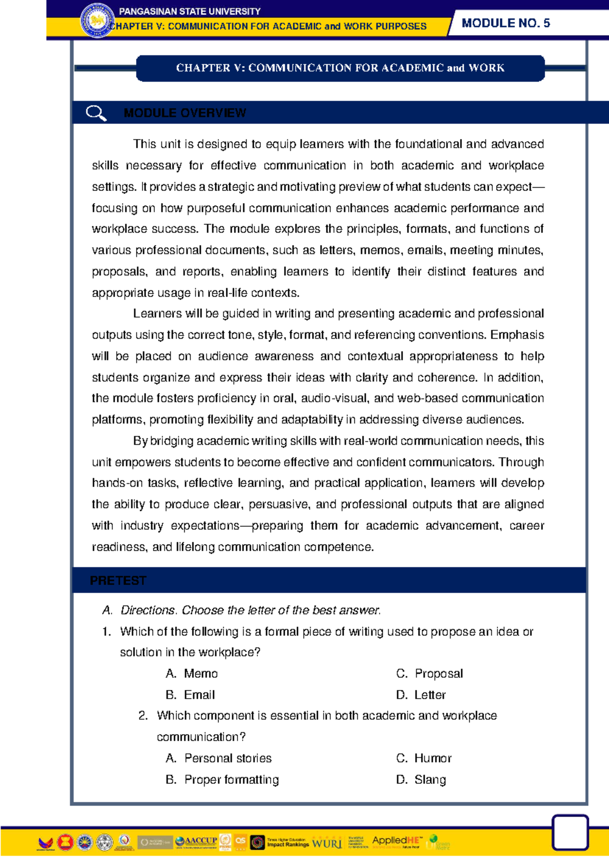 COMM 101: Effective Communication for Academic & Work Purposes - Studocu