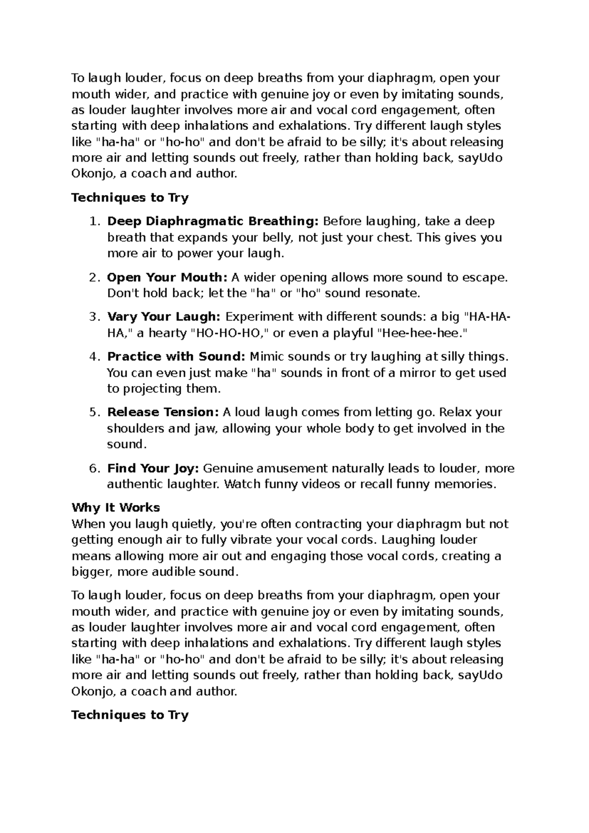 Nthfd - Techniques for Louder Laughter: Breathing & Sound Tips - Studocu