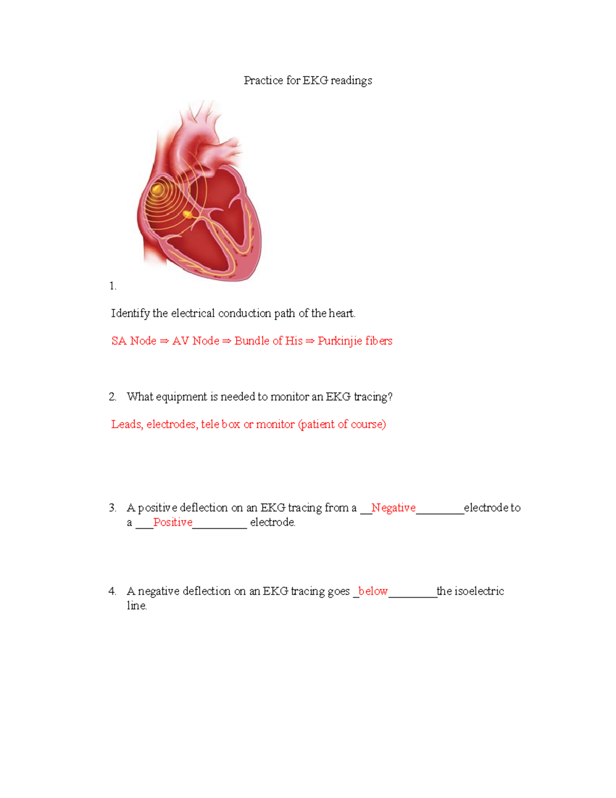 Practice for EKG readings answer key-4 - Practice for EKG readings 1 ...