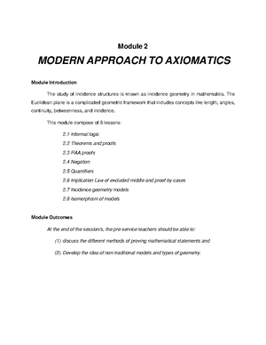 Modern Geometry Module 3 - Module 3 HILBERT’S AXIOMS Module ...