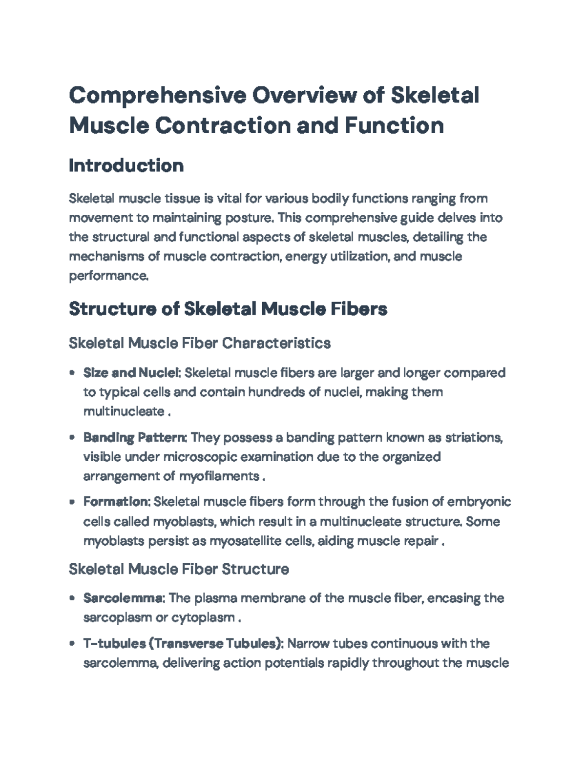 Comprehensive Guide on Skeletal Muscle Structure and Function - Comprehensive Overview of ...