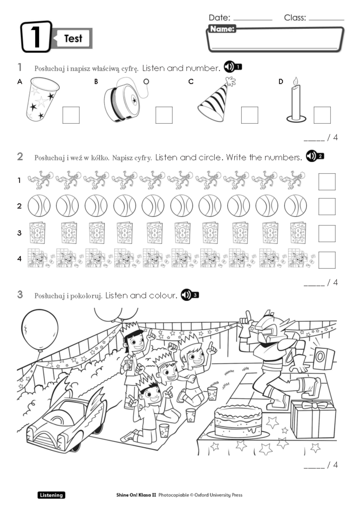 SOP2 U1 Test: Listen and Number Activities - Studocu