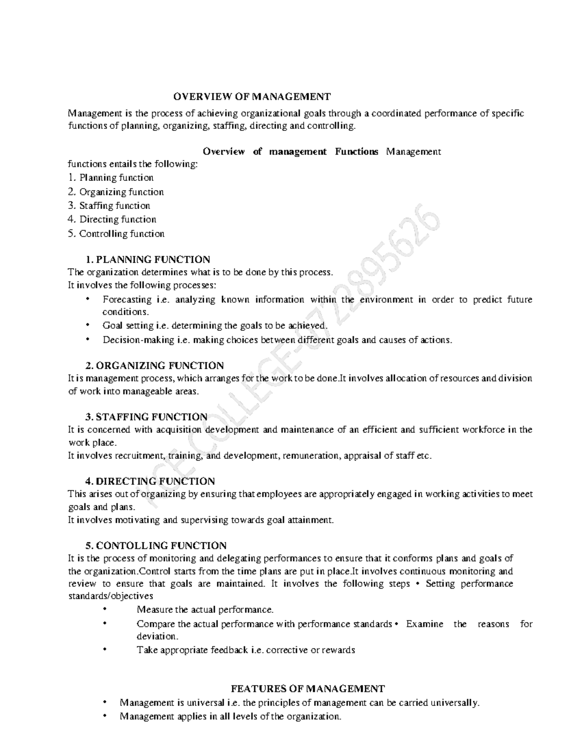 Introduction to Management (MGT 101) - Functions, Roles, and Importance ...