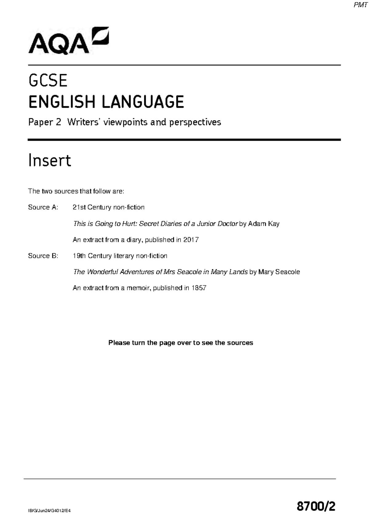 PMT GCSE ENGLISH LANGUAGE Paper 2: Viewpoints & Perspectives Analysis ...