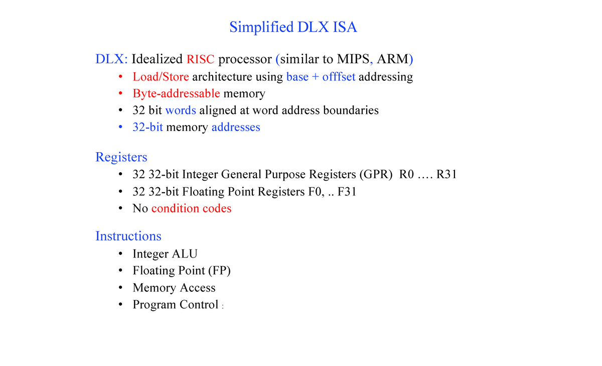 Lec 01: Simplified DLX ISA & Microarchitecture Overview - Studocu