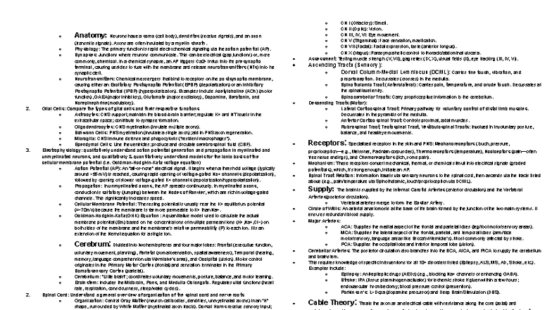 Anatomy Cheat Sheet: Key Concepts and Functions in Neurophysiology ...