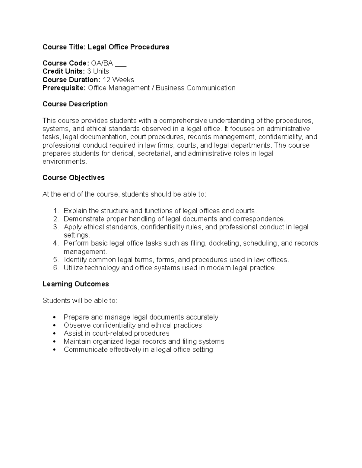 Legal Office Procedures: Chapter 1 Overview and Administration - Studocu